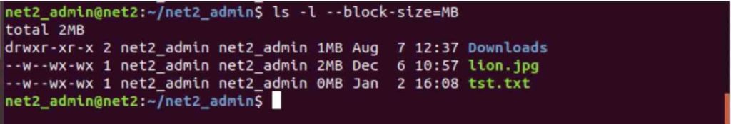 How to display files sizes in MB in Linux/Ubuntu