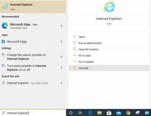 How to remove Internet Explorer in Windows 10