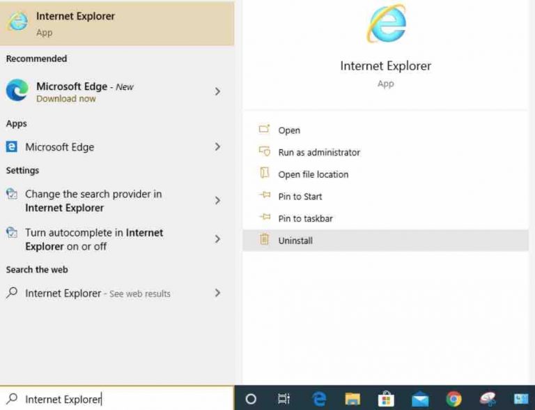 How to remove Internet Explorer in Windows 10